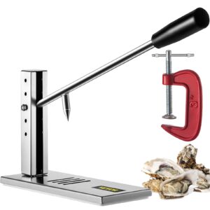 vevor stainless steel oyster shucker tool set, clam opener machine with g-clip for easy operation, solid option for hotel buffets or gift