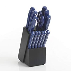 Oster - 128609.14 Oster Evansville High-Carbon Stainless Steel Cutlery Knife Block Set, 14-Piece, Yale Blue