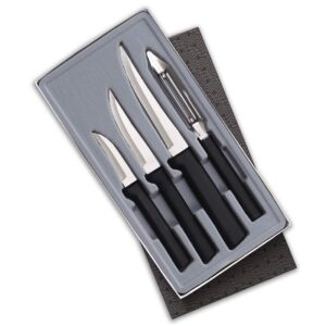 rada cutlery meal prep 4-piece paring knife gift set – stainless steel blades and steel resin handles