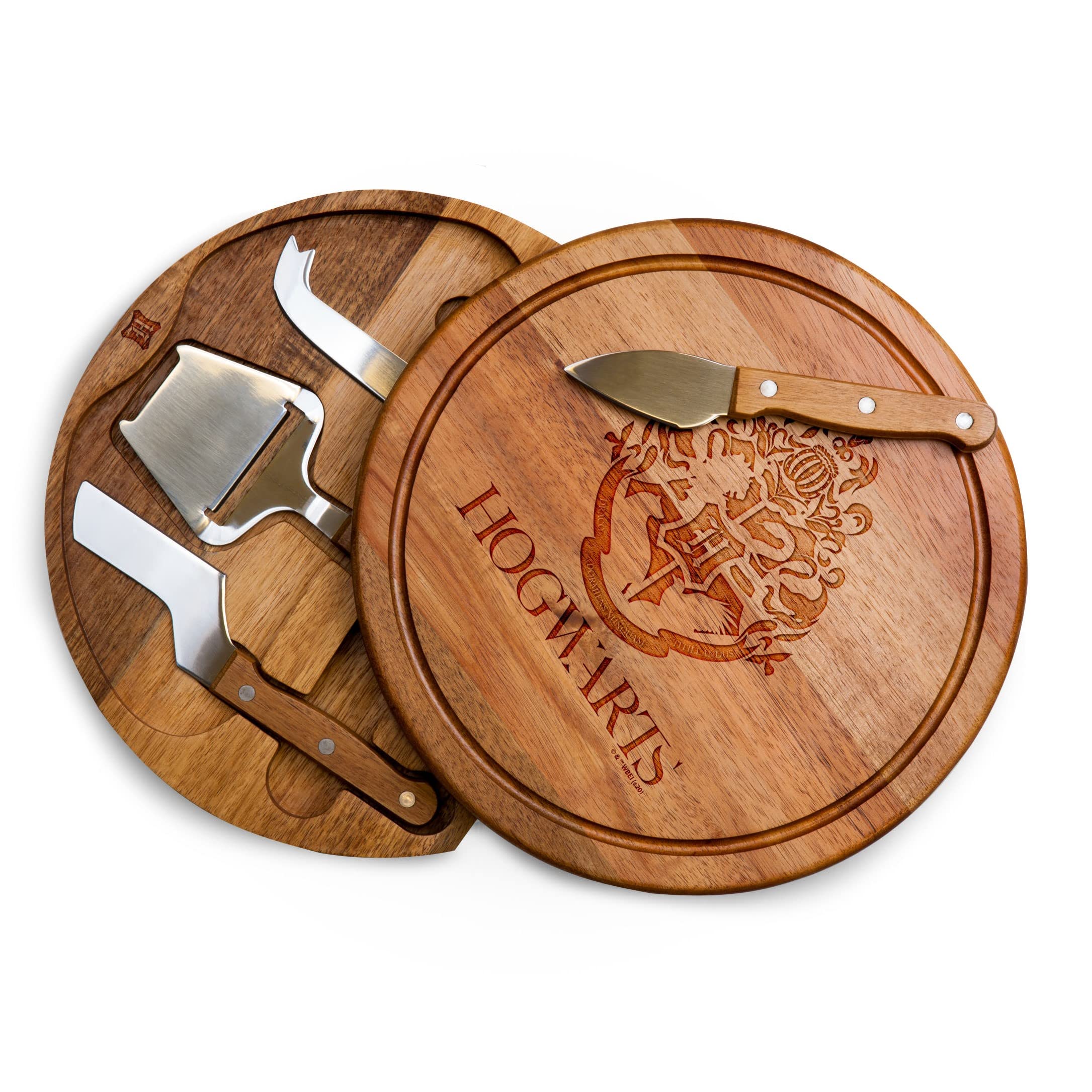 PICNIC TIME 855-04-512-053-18 Acacia Circo Cheese Board and Knife Set Charcuterie Board Set Wood Cutting Board 10.2 x 10.2 x 1.6 Harry Potter Hogwarts - Acacia Wood