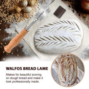 Walfos Bread Lame - Premium Bread Scoring Knife, Perfect for Scoring Sourdough Bread, Hand Crafted Bakers Lame Built for Bread Bakers, 15 Blades & Leather Protective Cover Included