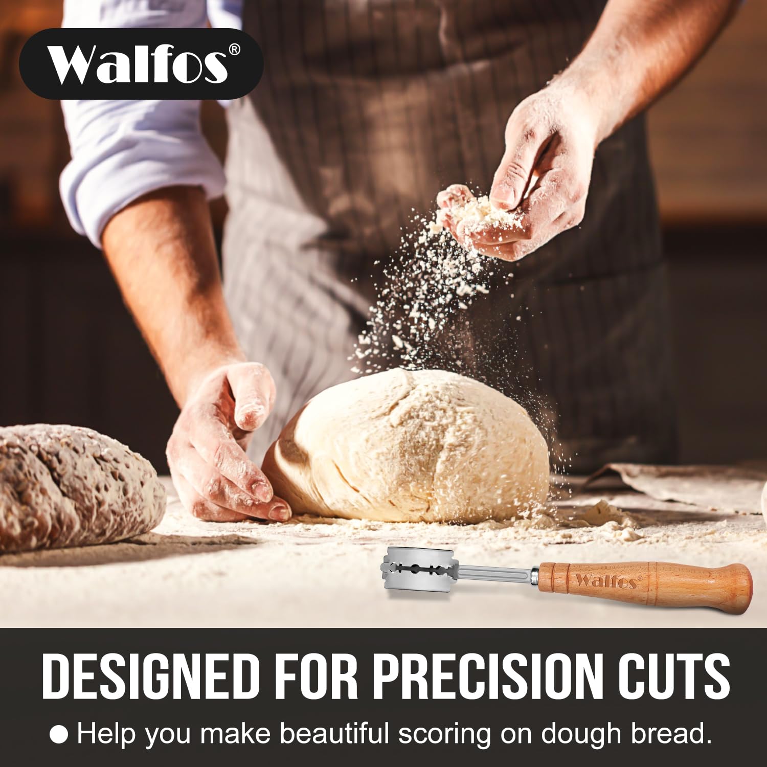 Walfos Bread Lame - Premium Bread Scoring Knife, Perfect for Scoring Sourdough Bread, Hand Crafted Bakers Lame Built for Bread Bakers, 15 Blades & Leather Protective Cover Included