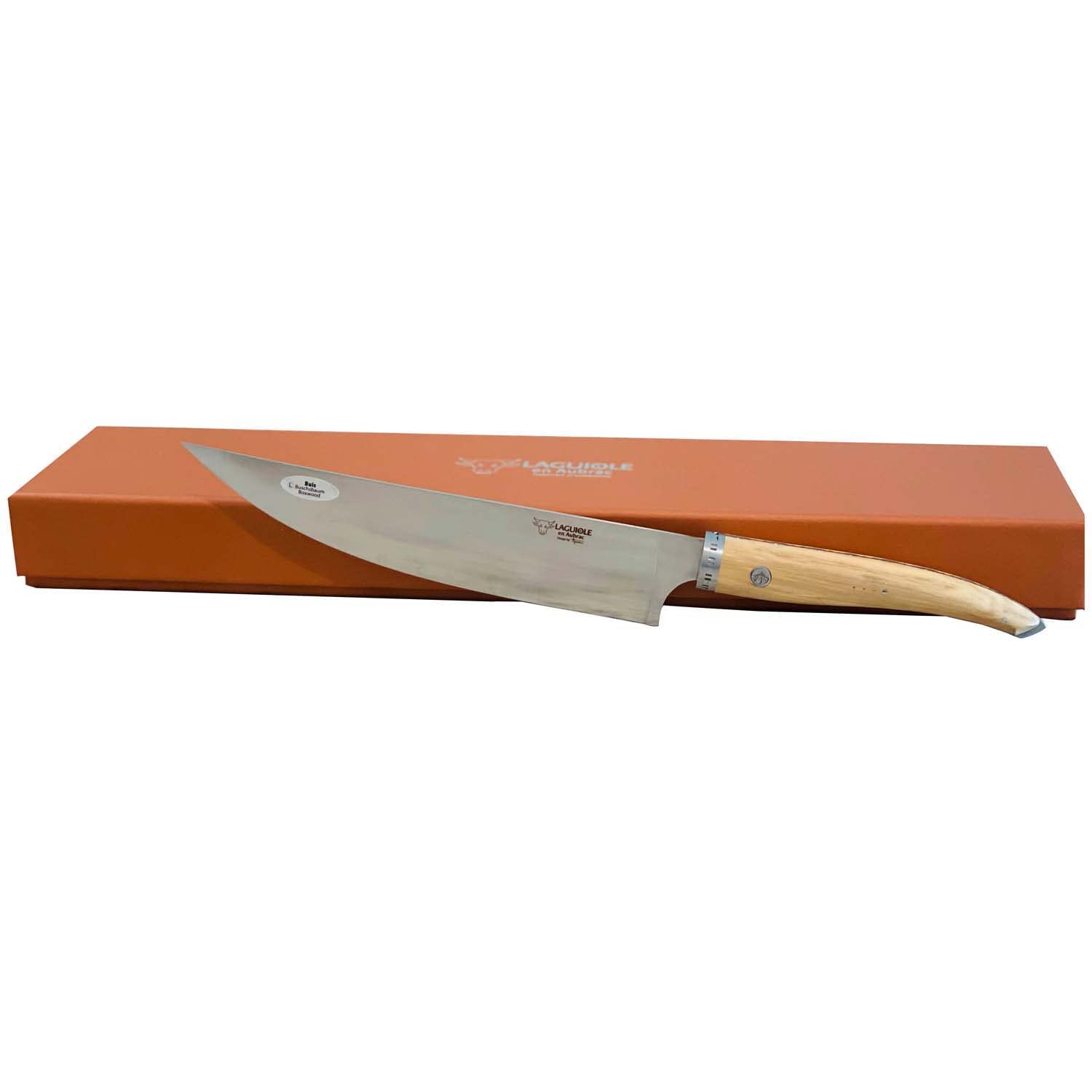 Laguiole en Aubrac Cuisine Gourmet Stainless Fully Forged Steel Made In France Cook's Chef 's Knife, 8-in / 20.3cm (Boxwood Handle)