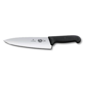 Victorinox Fibrox Pro Knife, 8-Inch Chef's FFP, 8 Inch, Black & KitchenIQ 50009 Edge Grip 2-Stage Knife Sharpener, Black