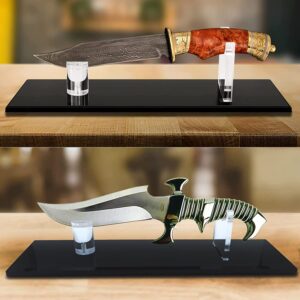 2 Pcs Knife Display Stand Acrylic Knife Stand Collection Display Stand Holder, Desktop Knife Display, Single Knife Holder for Home Decor (Black-2Pcs)