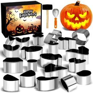 zmciner 23 pcs pumpkin carving kit heavy duty stainless steel pumpkin carving tools simple & safe pumpkin carving kit for kids & adults