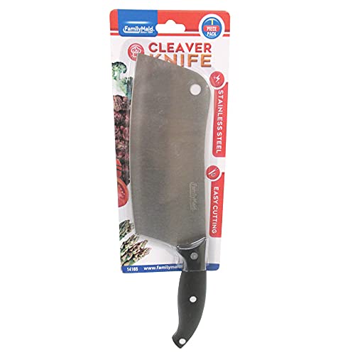 7 inch Butcher Knife Stainless Steel Meat Cleaver Professional Chef Kitchen Knife, Black, 1