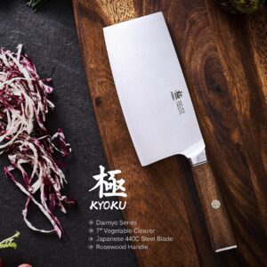 KYOKU Daimyo Series 7" Santoku Knife + 7'' Nakiri Knife + 7'' Cleaver - Japanese 440C Stainless Steel - Rosewood Handle