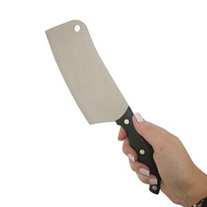 7 inch Butcher Knife Stainless Steel Meat Cleaver Professional Chef Kitchen Knife, Black, 1