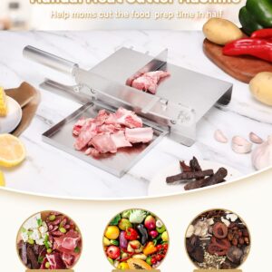 Moongiantgo Biltong Slicer Manual Meat Slicer Cutter with Scale Stainless Steel Cutting Machine Hand Herb Root Slicer for Salami Ham Bacon Vegetables Deli Ginseng Fish (KD0270)