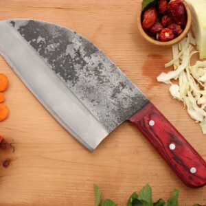 Almazan Official Original Serbian Kitchen Hand Forged Chef Knife with Leather Sheath - Made in Spain