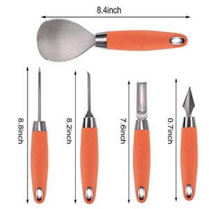 Aichoof Pumpkin Carving Kit, Set of 11 Included 5pcs Pumpkin Carving Tool, 5pcs Pattern Stencils and Drawstring Storage Bag,Stainless Steel Blade with Soft Grip Handle,Gift Box Package,Dishwasher safe