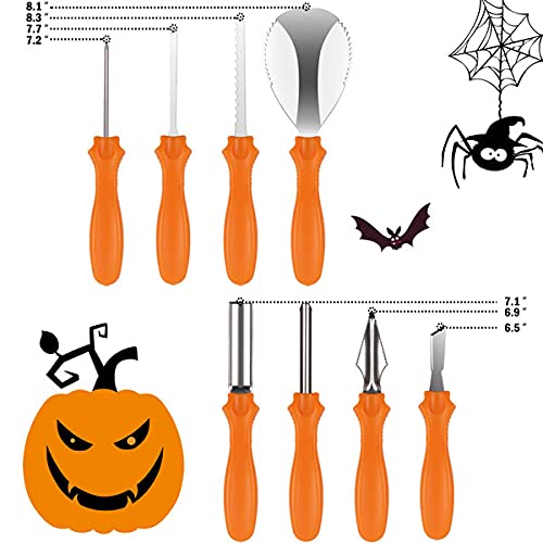 Pumpkin Carving Kit Tools，Halloween Pumpkin Decorating Kit Carving Knife - 8PCS Pumpkin Sculpting Tools Professional Stainless Steel Heavy Duty Knife Pumpkin Carving Sets