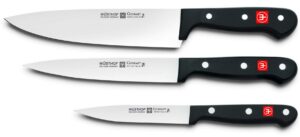 wusthof gourmet chef's kitchen set, 3 piece, black