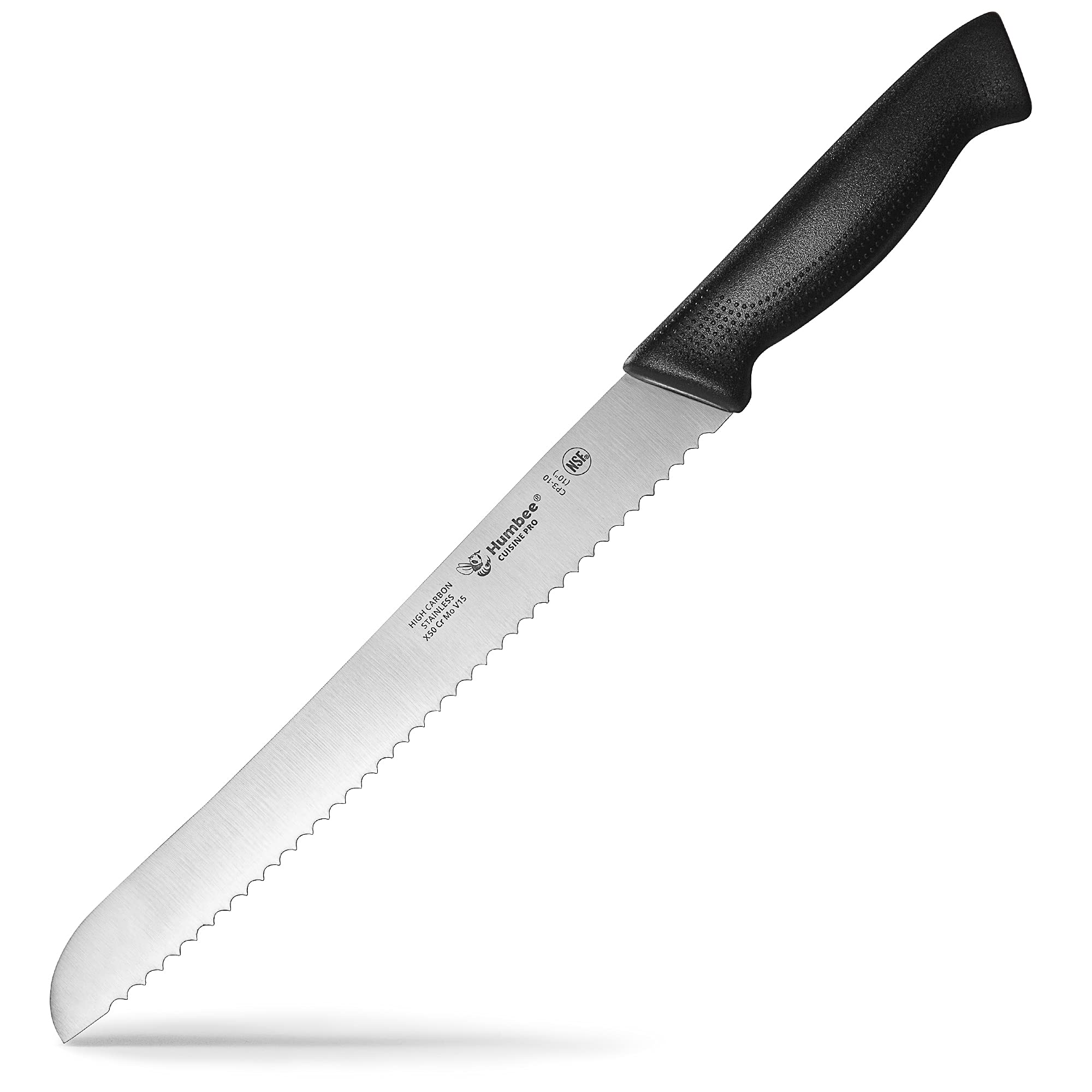 HUMBEE Cusine Pro, 10 inch Bread Knife, Serrated Knife Wave Razor-Sharp Blade Comfortable Grip Dishwasher Safe, NSF Certified