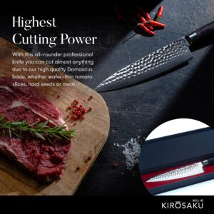 Kirosaku Premium Santoku Knife Damascus 20cm - Enormously Sharp Santoku Chef's Knife Made of The Best Damascus Steel - Damascus Kitchen Knife for a Fantastic Cutting Experience