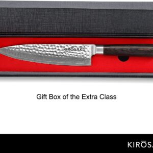 Kirosaku Premium Santoku Knife Damascus 20cm - Enormously Sharp Santoku Chef's Knife Made of The Best Damascus Steel - Damascus Kitchen Knife for a Fantastic Cutting Experience