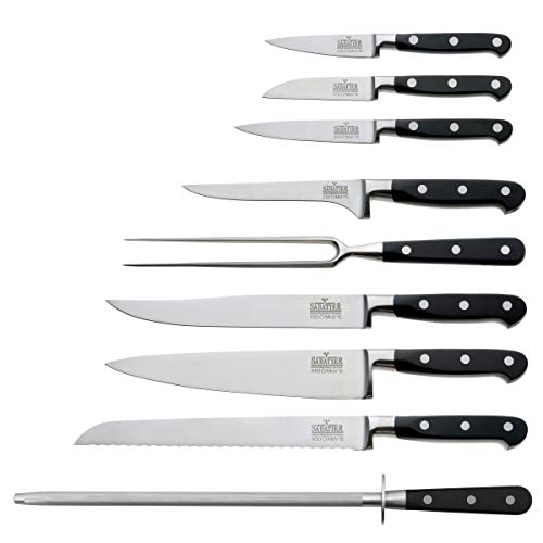 RICHARDSON SHEFFIELD V Sabatier 9pc, 9 Piece Knife Block, Black