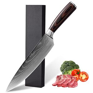 chef knife-gadodo kitchen knife, german high carbon stainless steel 8-inch paring knife chef knife, ergonomic simulation painted textured wooden handle, super sharp