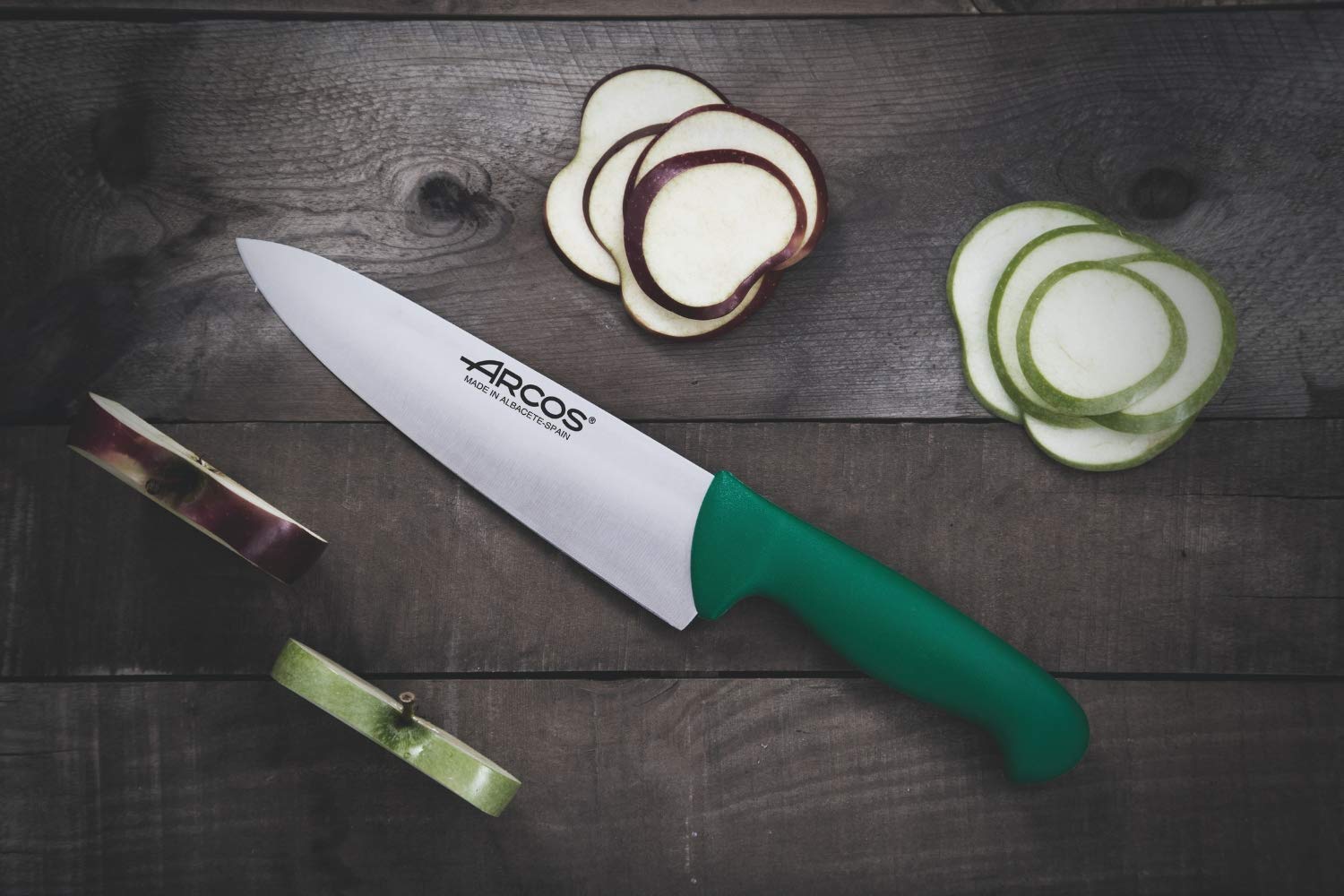 ARCOS Chef Knife 10 Inch Nitrum Stainless Steel and 250 mm Blade. Professional Multipurpose Cooking Knife. Ergonomic Polypropylene Handle.Professional Chef Knife. Series 2900. Color Green.