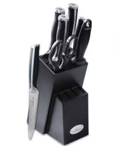 culina® pro 7-piece german-steel forged knife set with wood storage block and 5-inch utility knife