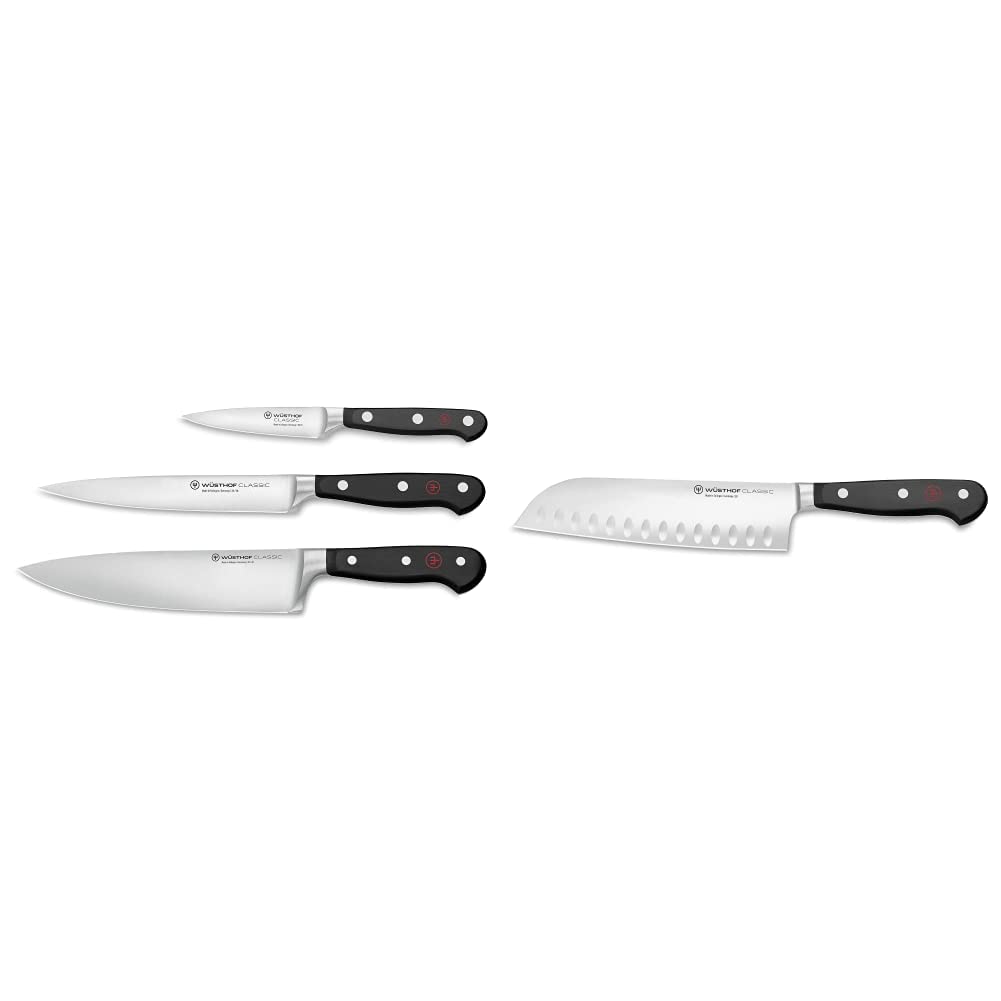 WÜSTHOF Classic 3-Piece Chef's Knife Set & Classic 7" Santoku Knife