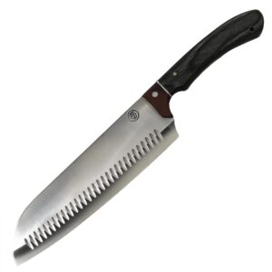 Prince of Scots Double Bevel Santuko Knife 7 inch, Charcoal Pakkawood Quad Tang Blade