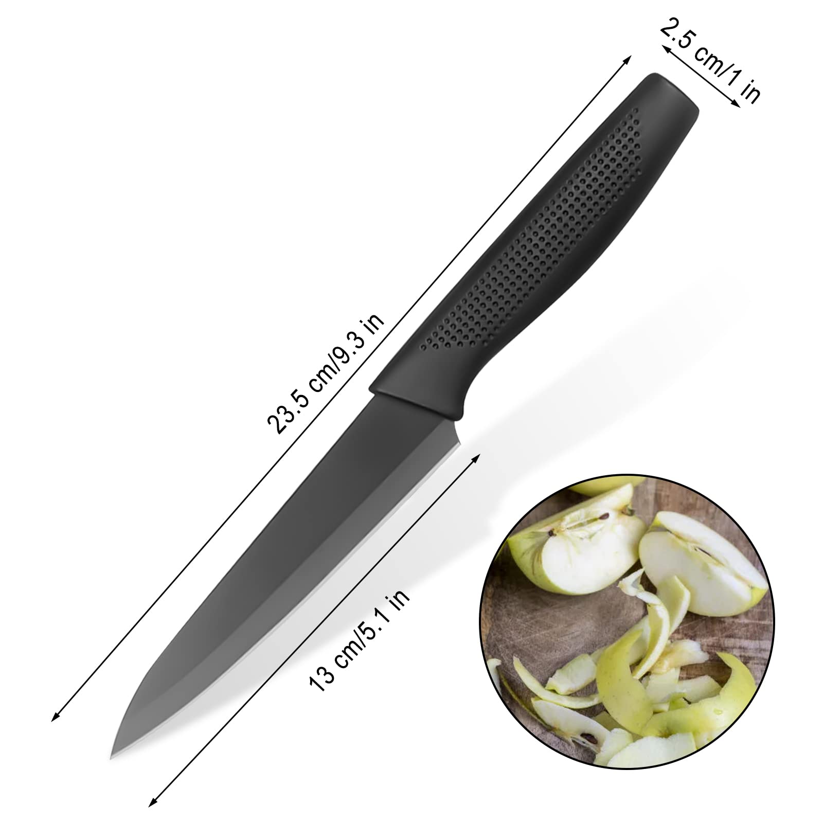 Lomgwumy Paring Knife, 3 Sharp and Durable Fruit Knife, Exquisite and Beautiful, the Black Blade is More Advanced, Fruit Knives Small is Suitable for Most Vegetables, Fruits and Meat