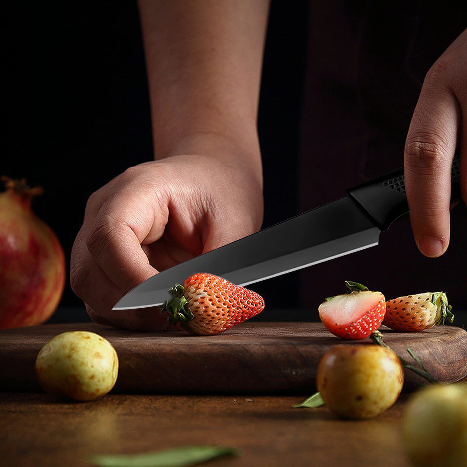 Lomgwumy Paring Knife, 3 Sharp and Durable Fruit Knife, Exquisite and Beautiful, the Black Blade is More Advanced, Fruit Knives Small is Suitable for Most Vegetables, Fruits and Meat