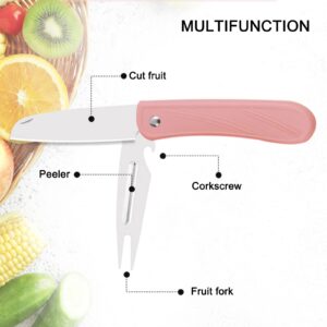 Paring Knife, 3 Pieces of Multifunction Fruit Knife, Exquisite and Beautiful, Small and Easy to Carry, Foldable Fruit Knife Suitable for Most Types of Vegetables,bread and Fruits( Pink, Blue, Green)