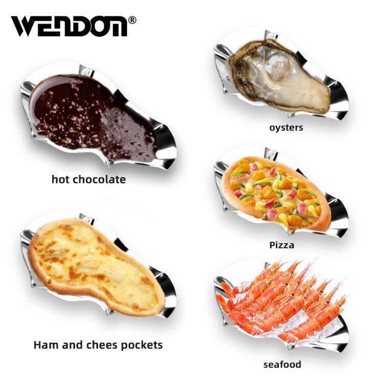 WENDOM 12pcs Oyster Plate Set Grillable Oyster Shells BBQ Oyster Grilling Pan Stainless Steel Reusable with 2pcs Oyster Shucking Knife and Food Tongs