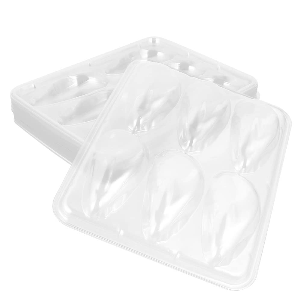 Angoily 20 PCS Disposable Oyster Plate for Oysters Serving, Transparent 6 Compartments Oyster Shell Shaped Plastic Oyster Platter Tray for Oyster Packing for Restaurant and Market