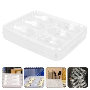 Angoily 20 PCS Disposable Oyster Plate for Oysters Serving, Transparent 6 Compartments Oyster Shell Shaped Plastic Oyster Platter Tray for Oyster Packing for Restaurant and Market