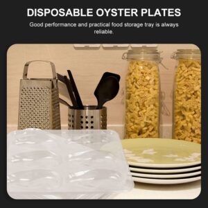 Angoily 20 PCS Disposable Oyster Plate for Oysters Serving, Transparent 6 Compartments Oyster Shell Shaped Plastic Oyster Platter Tray for Oyster Packing for Restaurant and Market