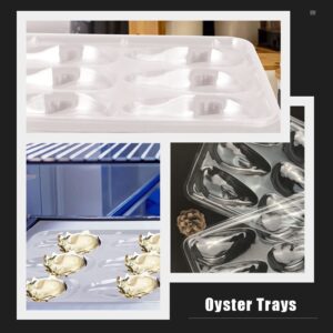 Angoily 20 PCS Disposable Oyster Plate for Oysters Serving, Transparent 6 Compartments Oyster Shell Shaped Plastic Oyster Platter Tray for Oyster Packing for Restaurant and Market