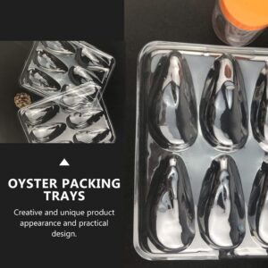 Angoily 20 PCS Disposable Oyster Plate for Oysters Serving, Transparent 6 Compartments Oyster Shell Shaped Plastic Oyster Platter Tray for Oyster Packing for Restaurant and Market