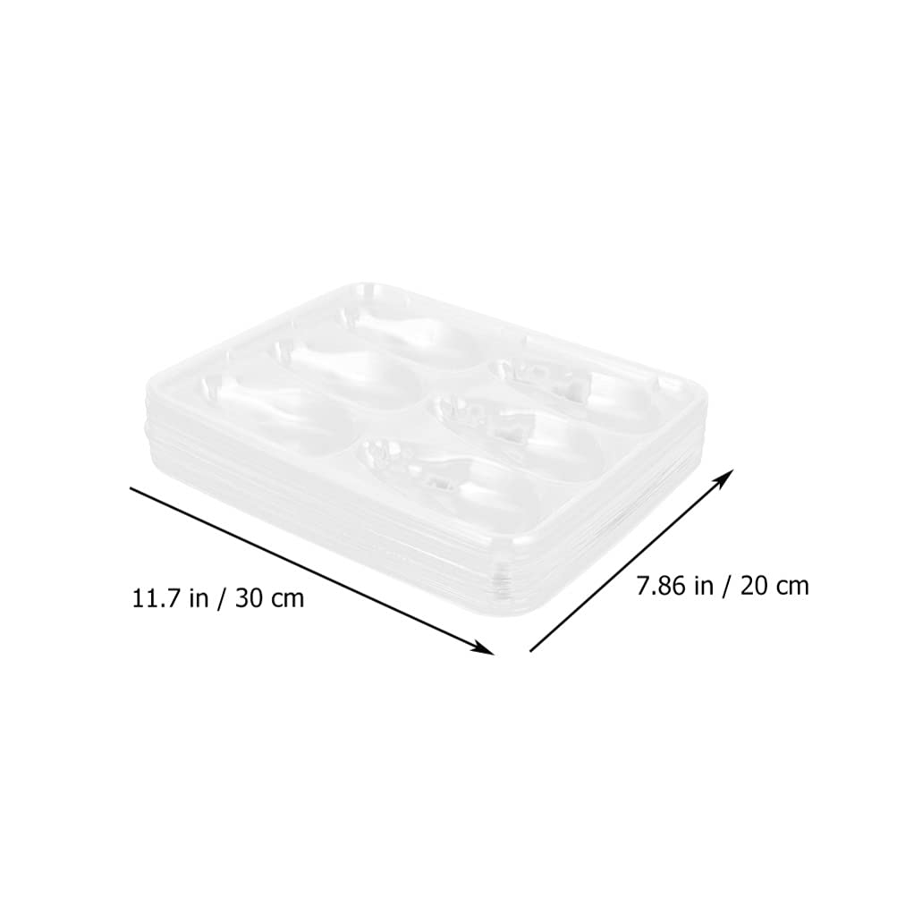 Angoily 20 PCS Disposable Oyster Plate for Oysters Serving, Transparent 6 Compartments Oyster Shell Shaped Plastic Oyster Platter Tray for Oyster Packing for Restaurant and Market