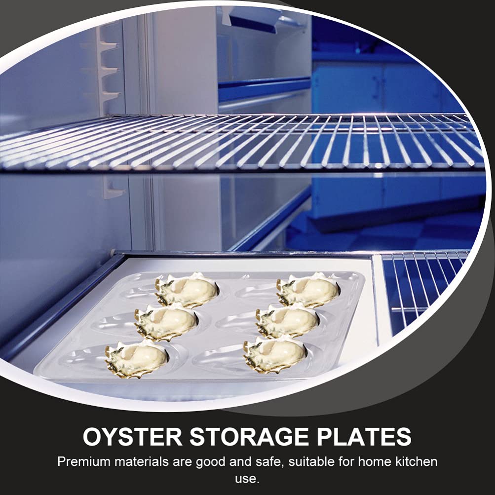 Angoily 20 PCS Disposable Oyster Plate for Oysters Serving, Transparent 6 Compartments Oyster Shell Shaped Plastic Oyster Platter Tray for Oyster Packing for Restaurant and Market