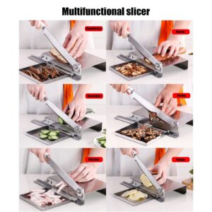 Wgwioo Frozen Meat Slicer, Manual Vegetable Cutting Machine, Stainless Steel Meat Cutter, Beef Mutton Roll Meat Cheese Food Slicer