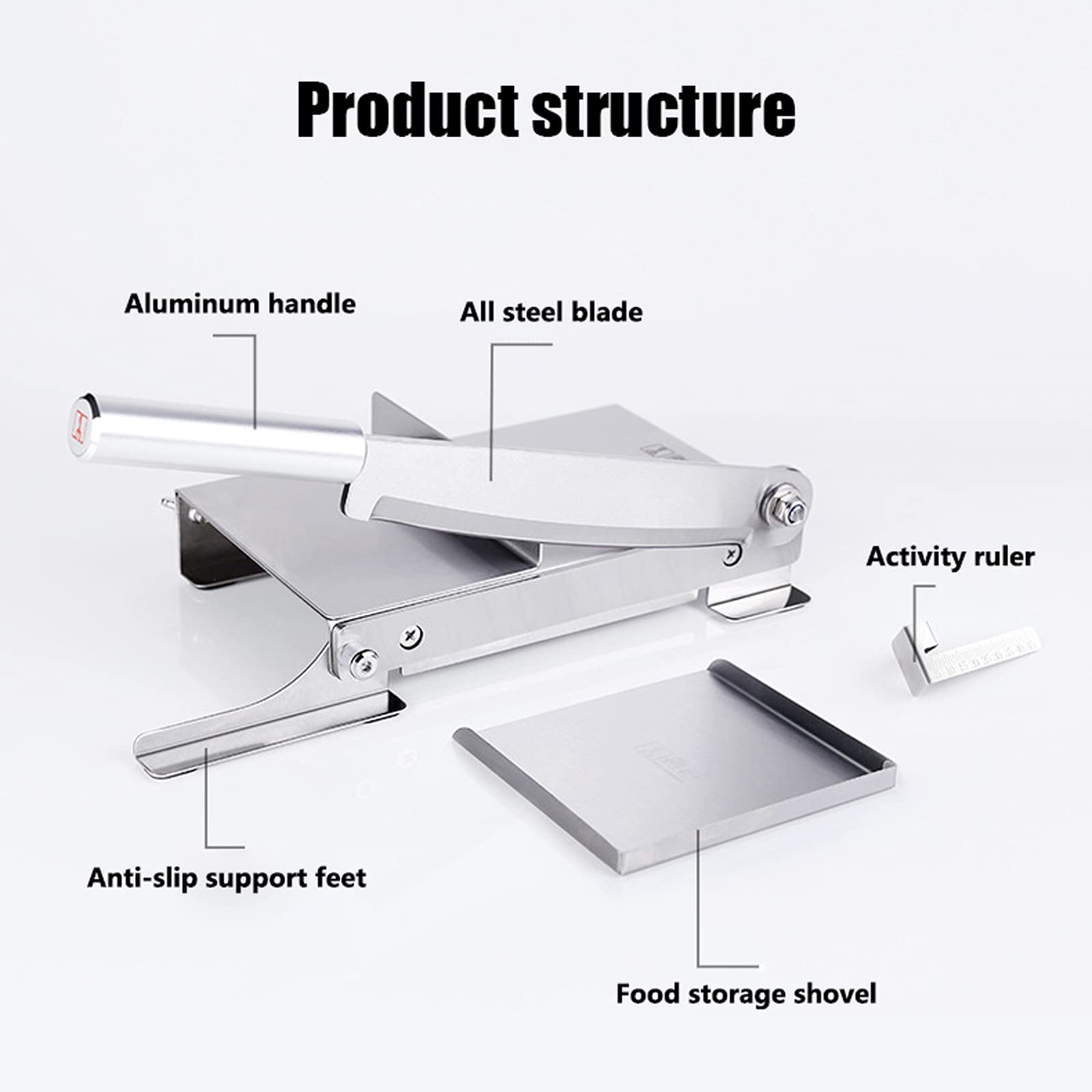 Wgwioo Frozen Meat Slicer, Manual Vegetable Cutting Machine, Stainless Steel Meat Cutter, Beef Mutton Roll Meat Cheese Food Slicer