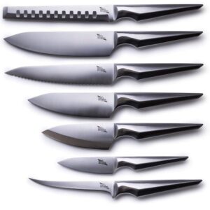 edge of belgravia arondight chef knife set with erogonomic grip for kitchen & dining, non stick stainless steel,anti rusting,sharp (metalic,set of 7)