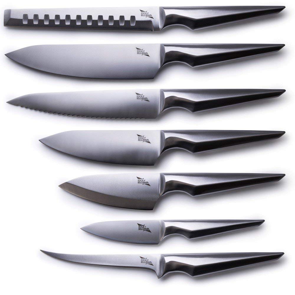 Edge of Belgravia ARONDIGHT Chef Knife Set With Erogonomic Grip For Kitchen & Dining, Non Stick Stainless Steel,Anti Rusting,Sharp (Metalic,Set Of 7)