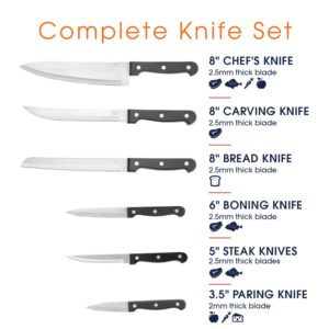 Cheer Collection 13-Piece Stainless Steel Knife Set with Wooden Block | Premium Steak, Paring, Carving, and Butcher Knives with Kitchen Shears | Razor Sharp, Ergonomic Grip