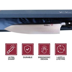 JCK ORIGINAL Hattori Japanese Chef’s Knife, FH-11L Professional Wester Deba Knife, VG-10 Cobalt Steel Pro Kitchen Knife with Ergonomic Black Linen Micarta Handle, 9.4 inch