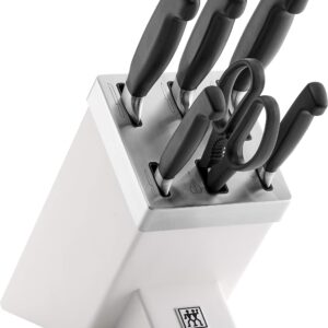 ZWILLING Self-Sharpening Knife Block, 7 Piece, Stainless Steel, White