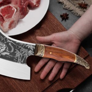 Golden Bird Meat Cleaver Knife Forged Boning Knife Set Carbon Steel Butcher Knife Full Tang Kitchen Knife Set for Home, Resutrant