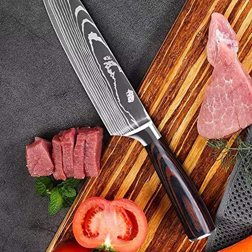 Professional Chef Knife Set 5 Pieces, Kitchen Knives Set Stainless Steel with Wood Handle Chef Knife Cooking Utility Bread Slicing Peeling Boning Knife (5PCS-KNIFESETS)