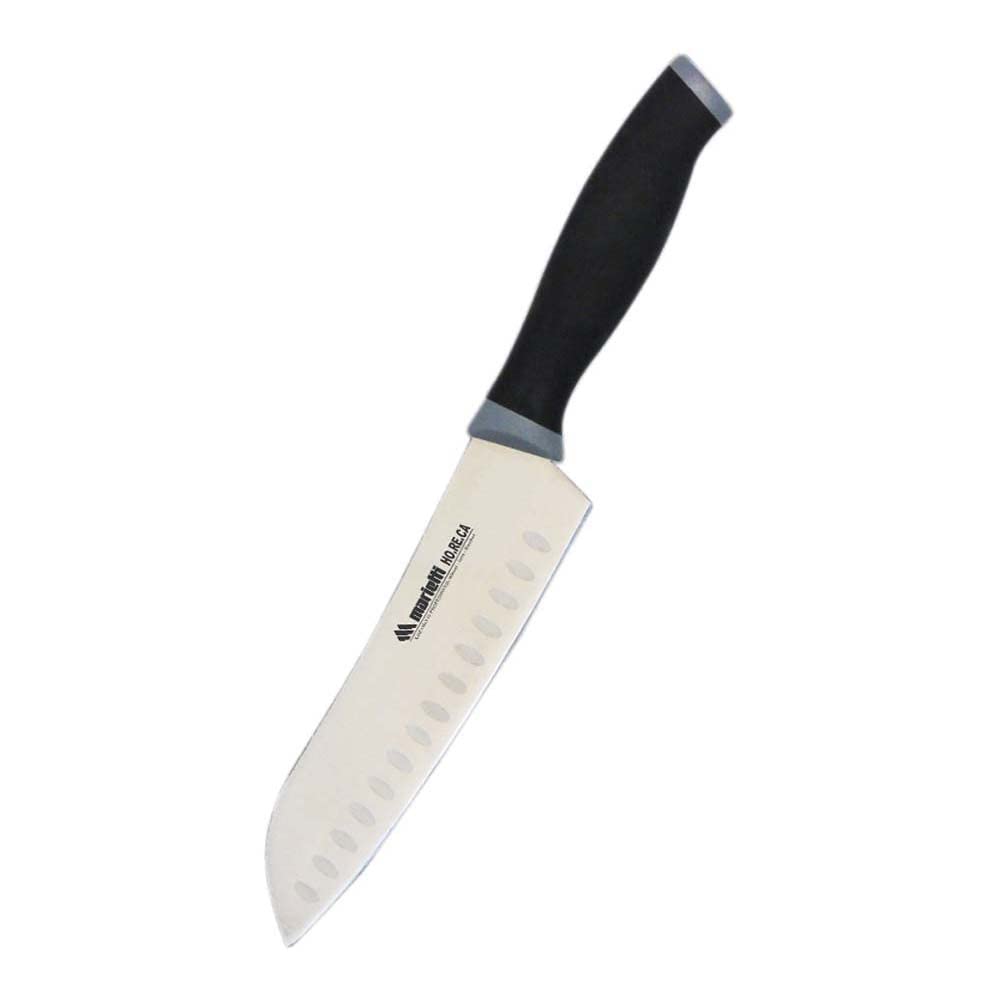 Marietti - 8-Inch Santoku Knife Ultra Sharp Italian Special Stainless Steel Black Non-Slip Handle