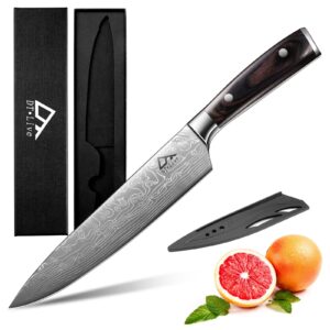 dt·live chef knife, 8 inch high carbon german stainless steel sharp kitchen knife for chopping and slicing, with gift box and knife cover, full tang, ergonomic wooden handle