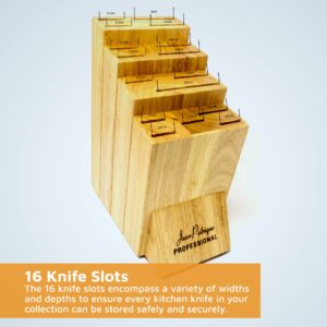 Chef Universal Knife Block Without Knives | 16 Slot | Durable Knife Block & Storage | by Jean Patrique